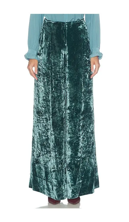 Ulla Johnson Elan Velvet Pant In Green