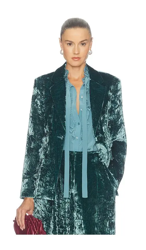 Ulla Johnson Ellery Velvet Jacket In Green - Jadeite