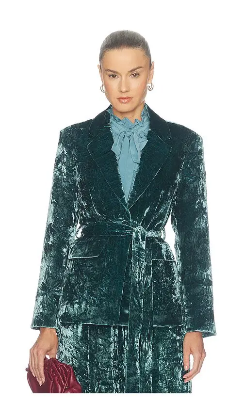Ulla Johnson Ellery Velvet Jacket In Green