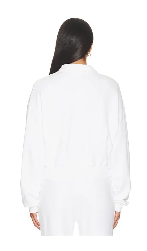 Eterne French Terry Cropped Polo Sweatshirt