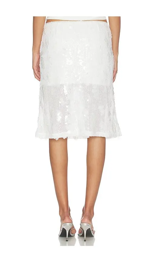 WITH HARPER LU Mesh Midi Skirt In White