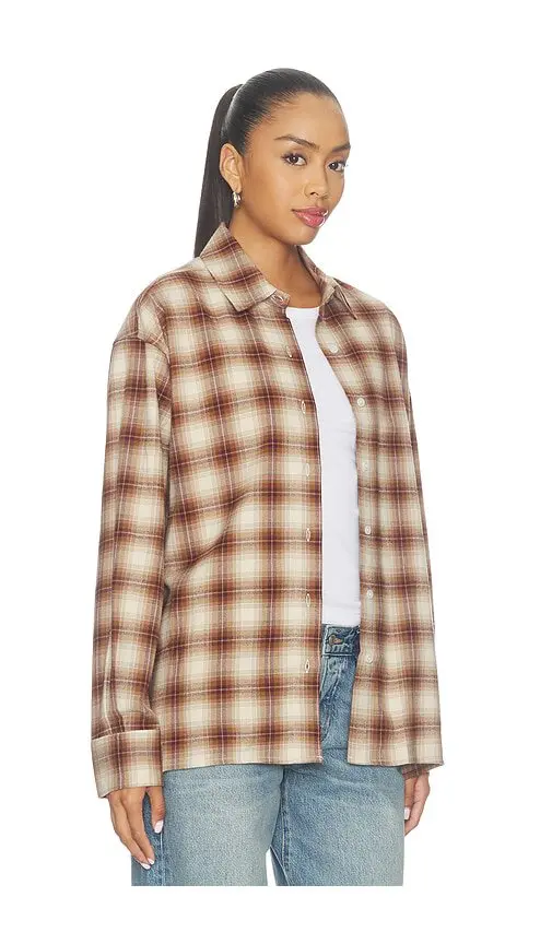 LOVERS AND FRIENDS Samira Flannel Top In Brown