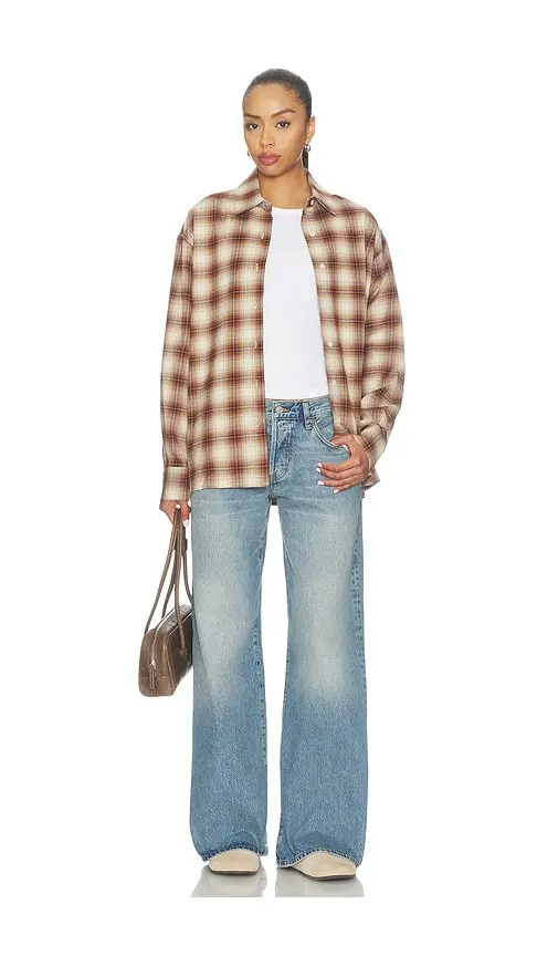 LOVERS AND FRIENDS Samira Flannel Top In Brown