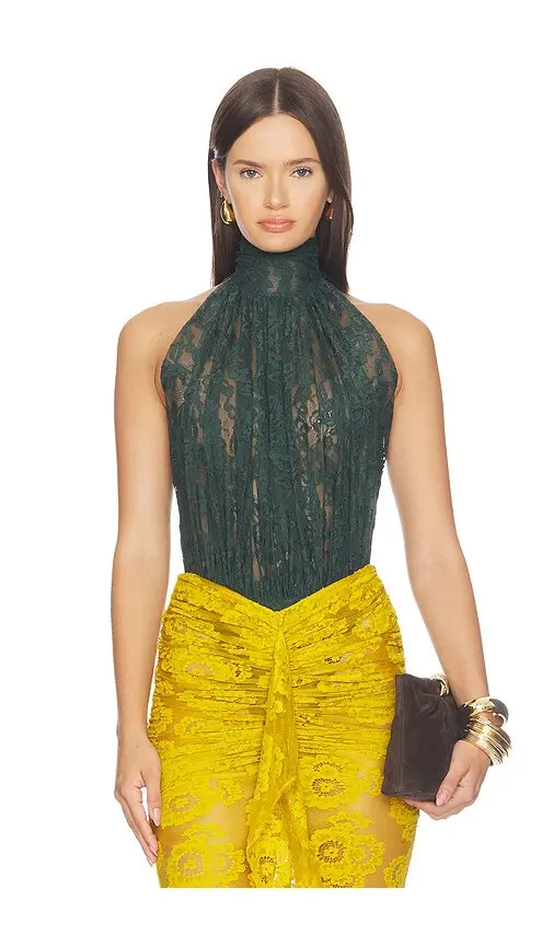 SEROYA Isola Bodysuit In Green - Evergreen