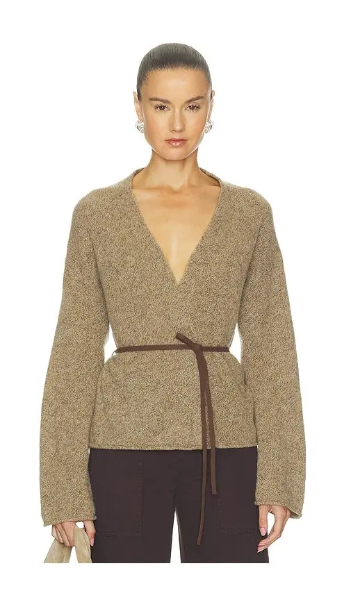 Velvet By Graham & Spencer Alina Wrap Cardigen In Brown