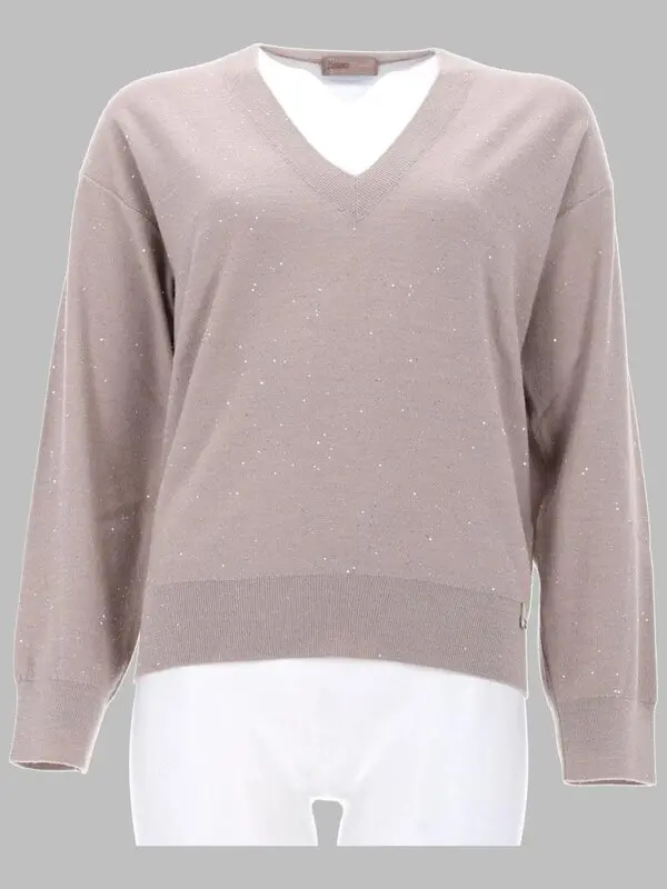 Herno Maglia Con Scollo A V - Cream