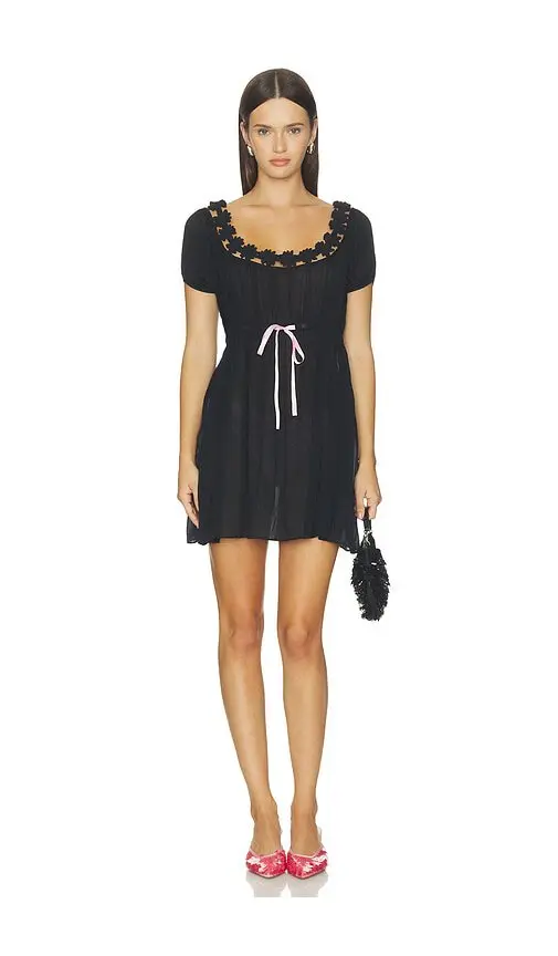 Frankies Bikinis X Devon Lee Carlson Marie Chiffon Babydoll Dress In Black - All Nighter