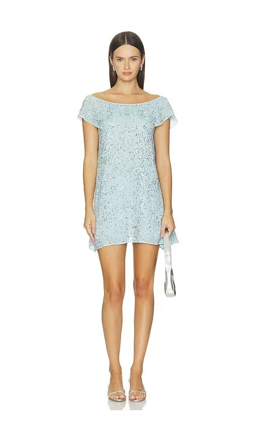 Frankies Bikinis X Devon Lee Carlson Daydream Chiffon Mini Dress In Baby Blue