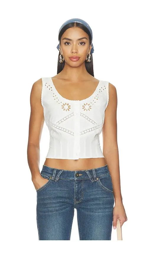 Frankies Bikinis X Devon Lee Carlson Ever Cotton Blouse In White