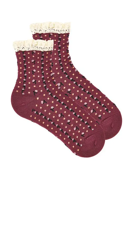 Free People Rosebud Waffle Knit Ankle In Purple