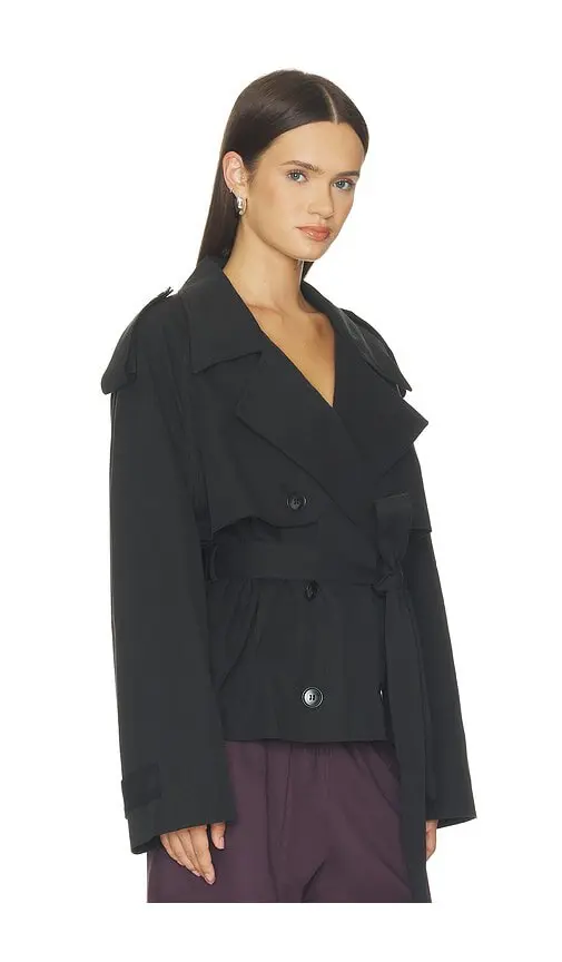 ELODIE THE LABEL Eleanor Cropped Trench Coat - Black