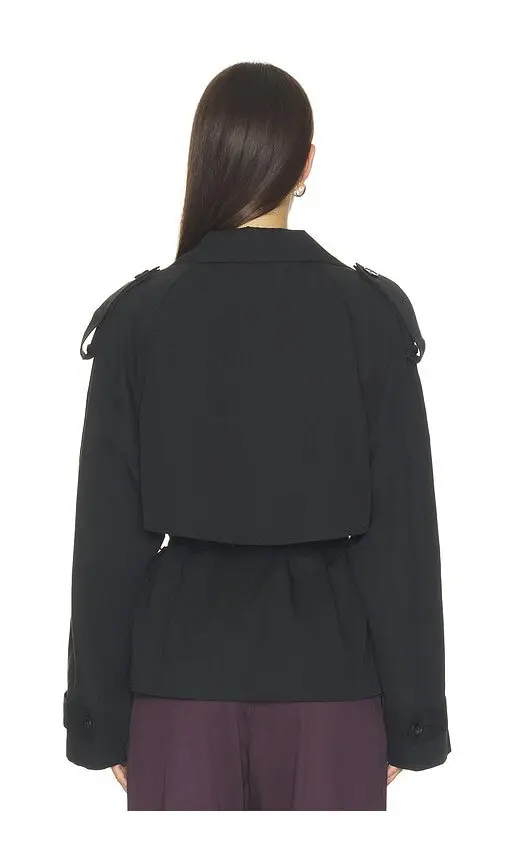 ELODIE THE LABEL Eleanor Cropped Trench Coat - Black