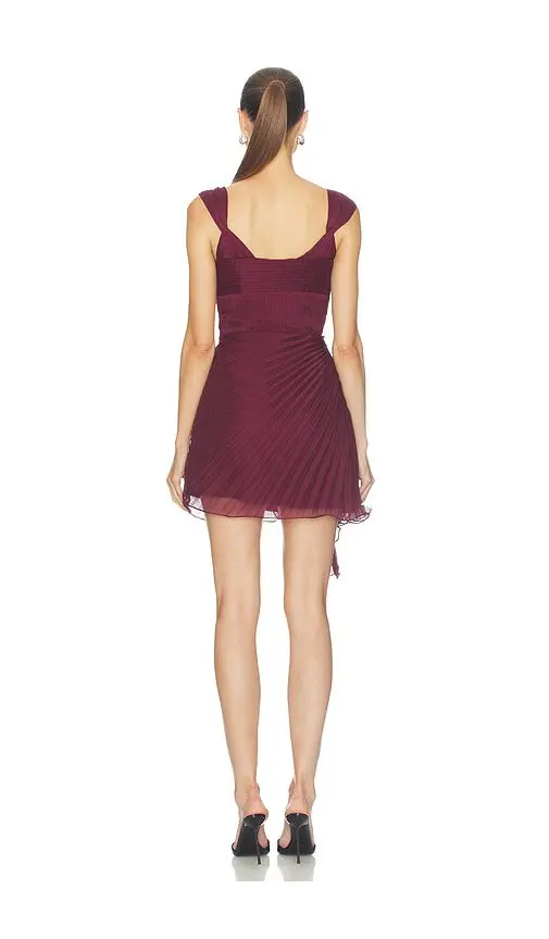 AMUR Nova Pleated Mini Dress In Burgundy
