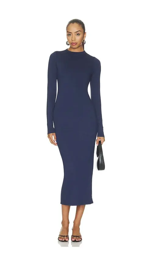 AFRM Juniper Dress In Navy - Black Iris