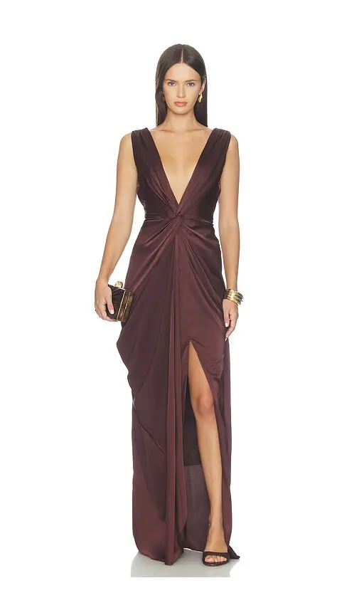Katie May Leo Gown In Brown - Truffle