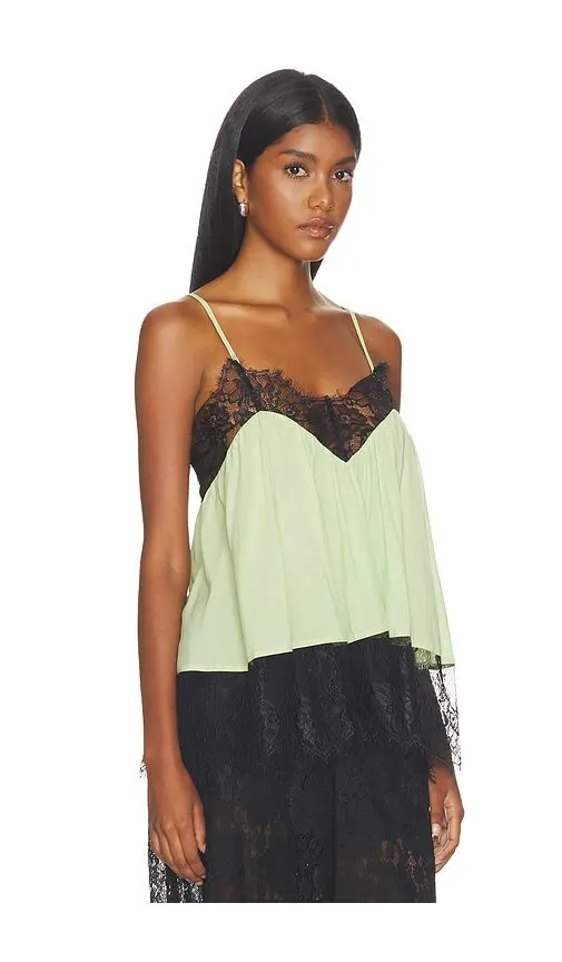 WeWoreWhat Lace Voile Cami Top In Green