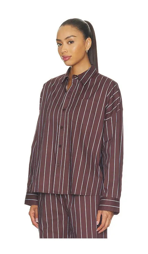 WeWoreWhat Cropped Button Front Shirt In Brown