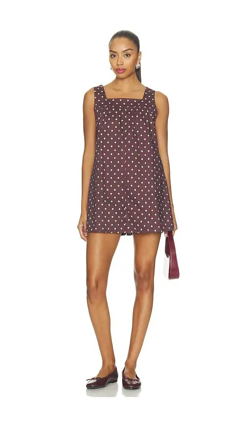 WeWoreWhat Square Neck Romper In Brown - Espresso
