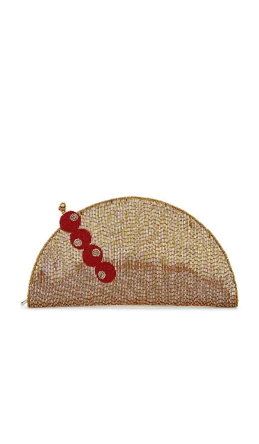 SIMONMILLER Beaded Lune Clutch In Metallic Gold