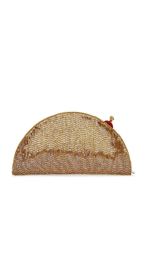 SIMONMILLER Beaded Lune Clutch In Metallic Gold