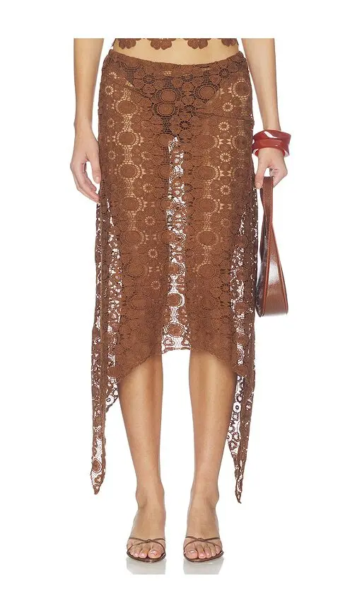 Lioness Trophy Midi Skirt In Brown - Espresso