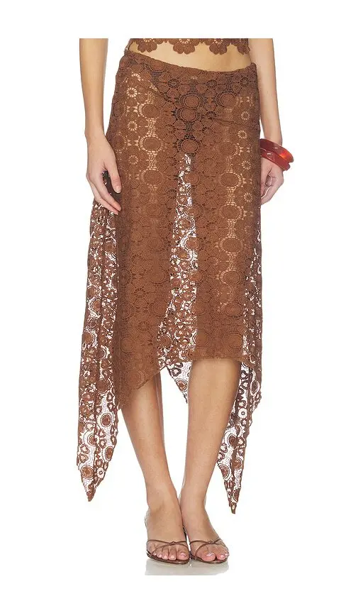 Lioness Trophy Midi Skirt In Brown