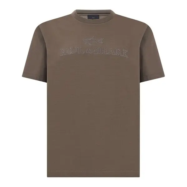 Paul & Shark Aqua Touch Cotton T-shirt With Logo Embroidery - Pepper