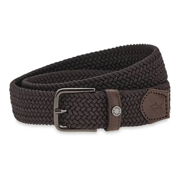 Paul & Shark Leather Trimmed Elastic Belt - Coffee