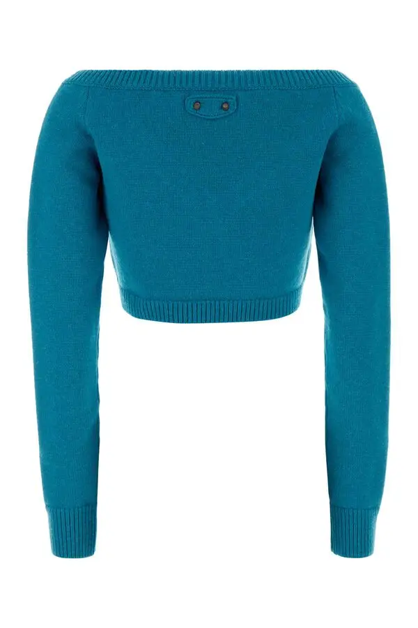 Balenciaga Turquoise Stretch Wool Blend Sweater