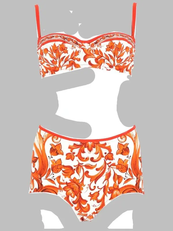 Dolce & Gabbana Bikini Stampa Maiolica - Orange