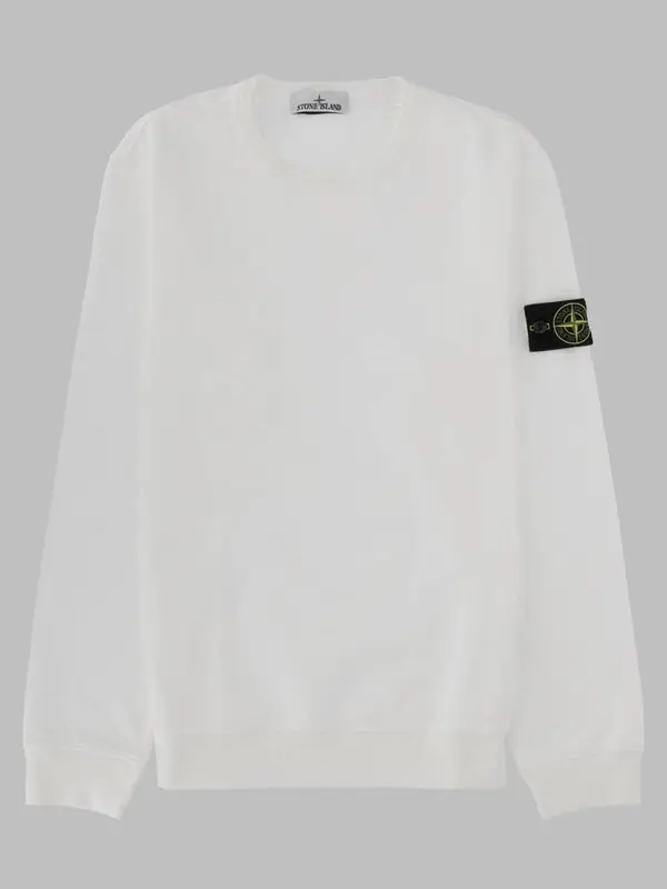 Stone Island Felpa Con Patch Logo - White