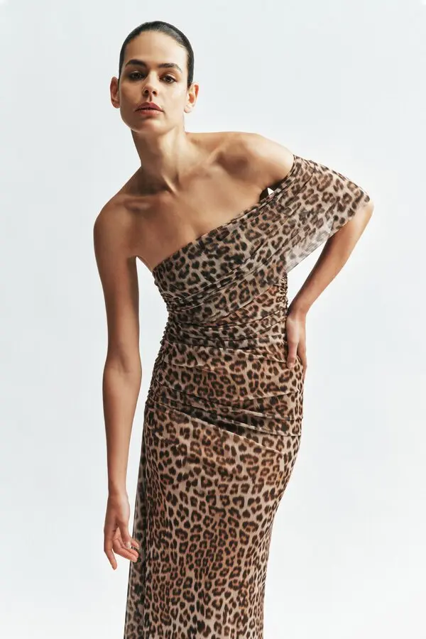 Bardot Calia Printed Mesh Maxi Dress - B Leopard