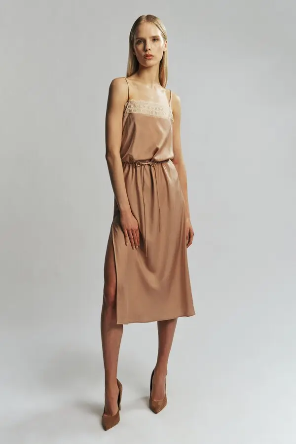 Bardot Olina Lace Satin Midi Dress