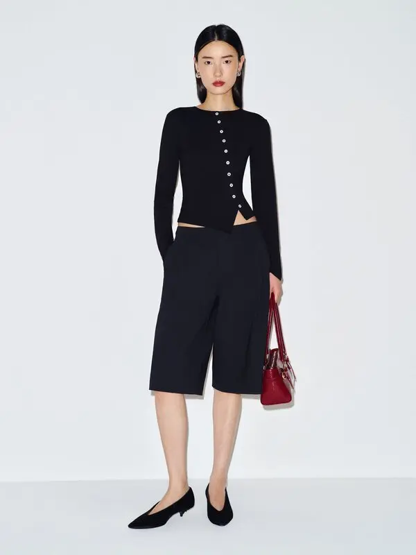REFORMATION Elena Knit Top - Black