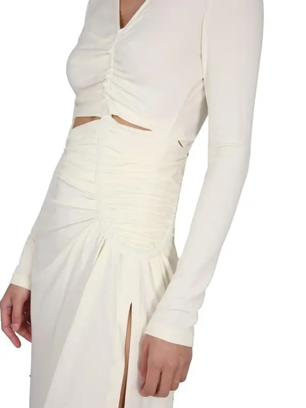 Off-White Dress With Ruffles