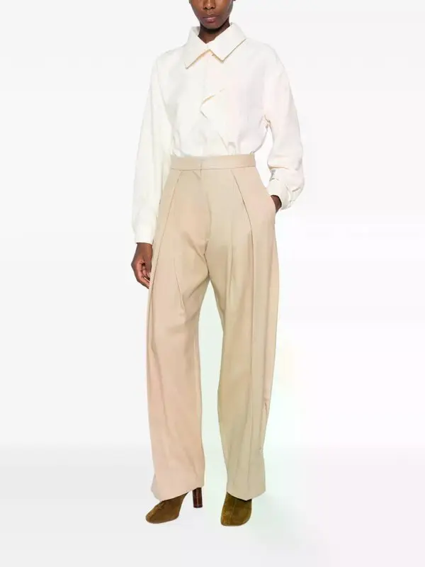 Sportmax Pleated Wide-leg Tailored Trousers - Neutrals