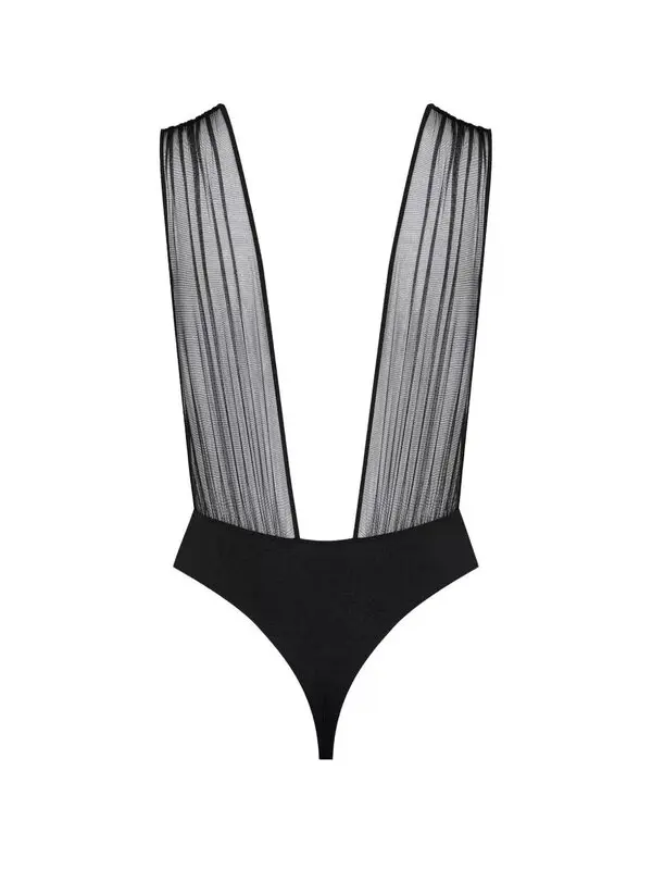 SCANDALE Nuit Fauve Pleated Tulle Bodysuit