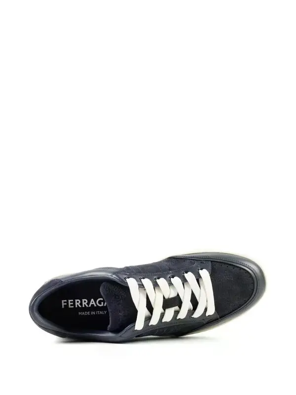 FERRAGAMO Gancini Panelled Leather Sneakers - Blue