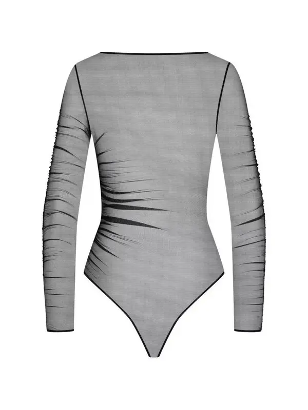 SCANDALE Nuit Fauve Pleated Tulle Bodysuit