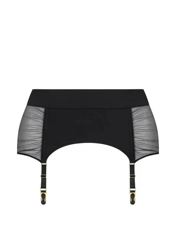 SCANDALE Nuit Fauve Mesh-panel Suspender Belt - Black