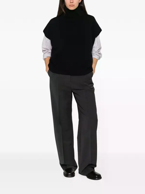 NICHOLSON & NICHOLSON Puff Ribbed-collar Sleeveless Sweater