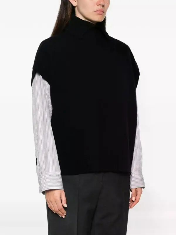 NICHOLSON & NICHOLSON Puff Ribbed-collar Sleeveless Sweater
