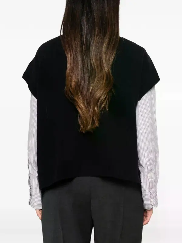 NICHOLSON & NICHOLSON Puff Ribbed-collar Sleeveless Sweater