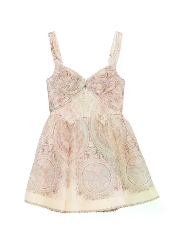 Zimmermann Graphic-print Flared Mini Dress - Neutrals