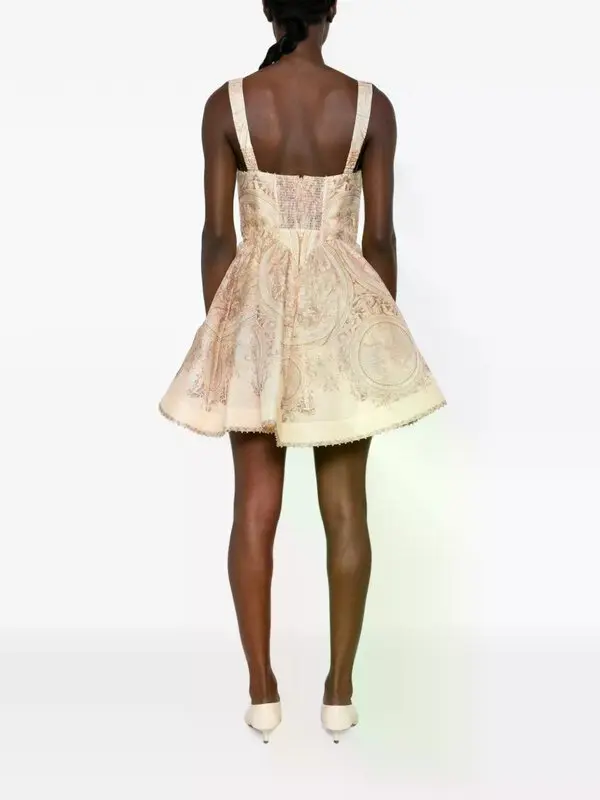 Zimmermann Graphic-print Flared Mini Dress - Neutrals
