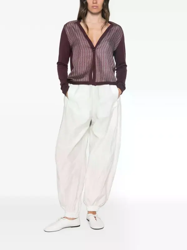 WHYCI Patterned V-neck Cardigan - Purple