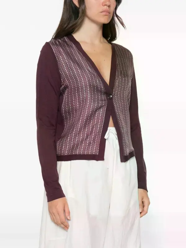 WHYCI Patterned V-neck Cardigan - Purple