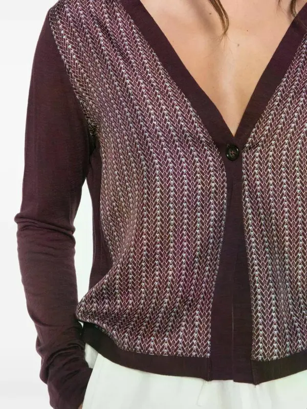 WHYCI Patterned V-neck Cardigan - Purple