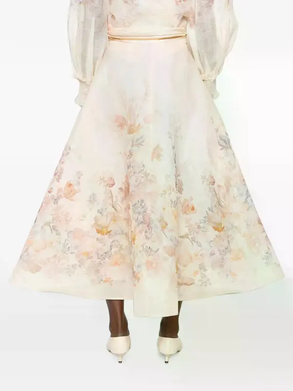 Zimmermann Floral-print Belted Midi Skirts