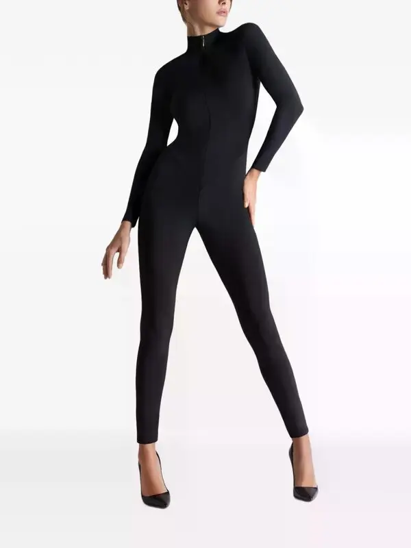 SCANDALE Sheer-panelled Long-sleeve Jumpsuit - Black